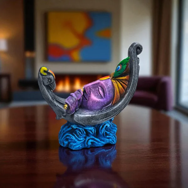 Handmade Clay Krishna Face Statue with Peacock Feather – Decorative ...